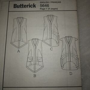 Butterick | Office | Butterick B5646 Sz Xssm Easy Misses Tunic In 4 ...
